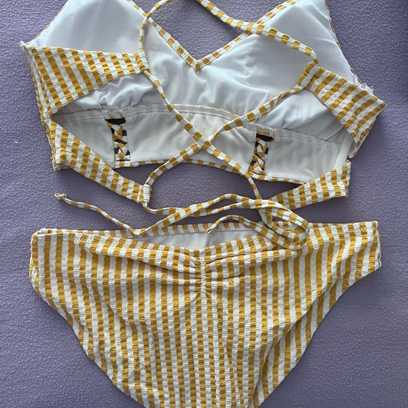 Jessica Simpson Swim Jessica Simpson Yellow Stripped Bikini Size M